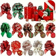 Wrapables Large 5 inch Christmas Pull Bows, Ribbon Bows for Gift Wrapping, Xmas Decorations ...