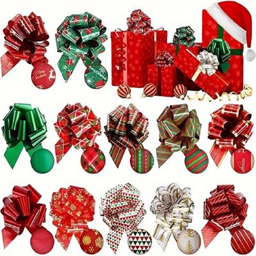 Wrapables Large 5 inch Christmas Pull Bows, Ribbon Bows for Gift ...