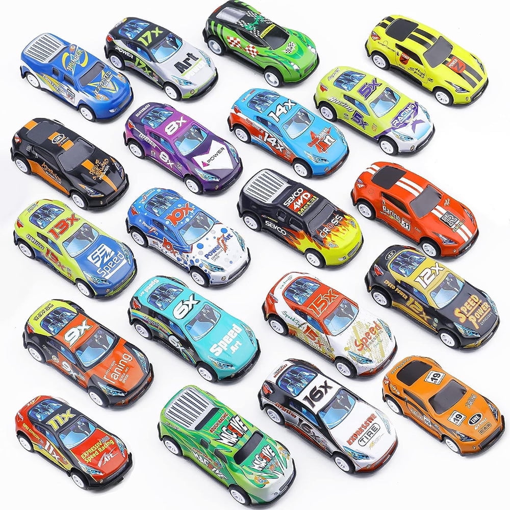Lindbes 20 Pack Pull Back Toy Cars Mini Die-Cast Race Cars Vehicles ...