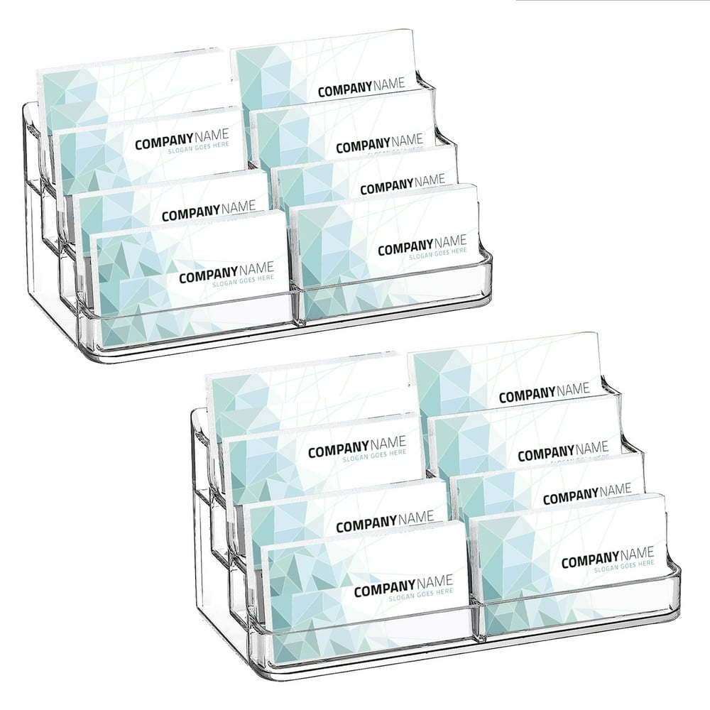 Lindbes 2PCS Acrylic Business Card Holder for Desk 8 Pocket Multiple ...