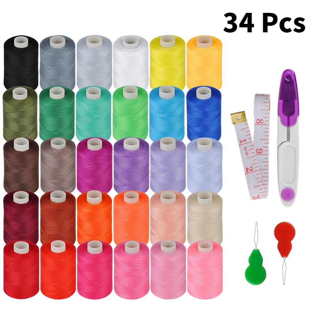 Lindbes 30pcs Sewing Thread Kit 1000 Yards Per Polyester Thread with ...