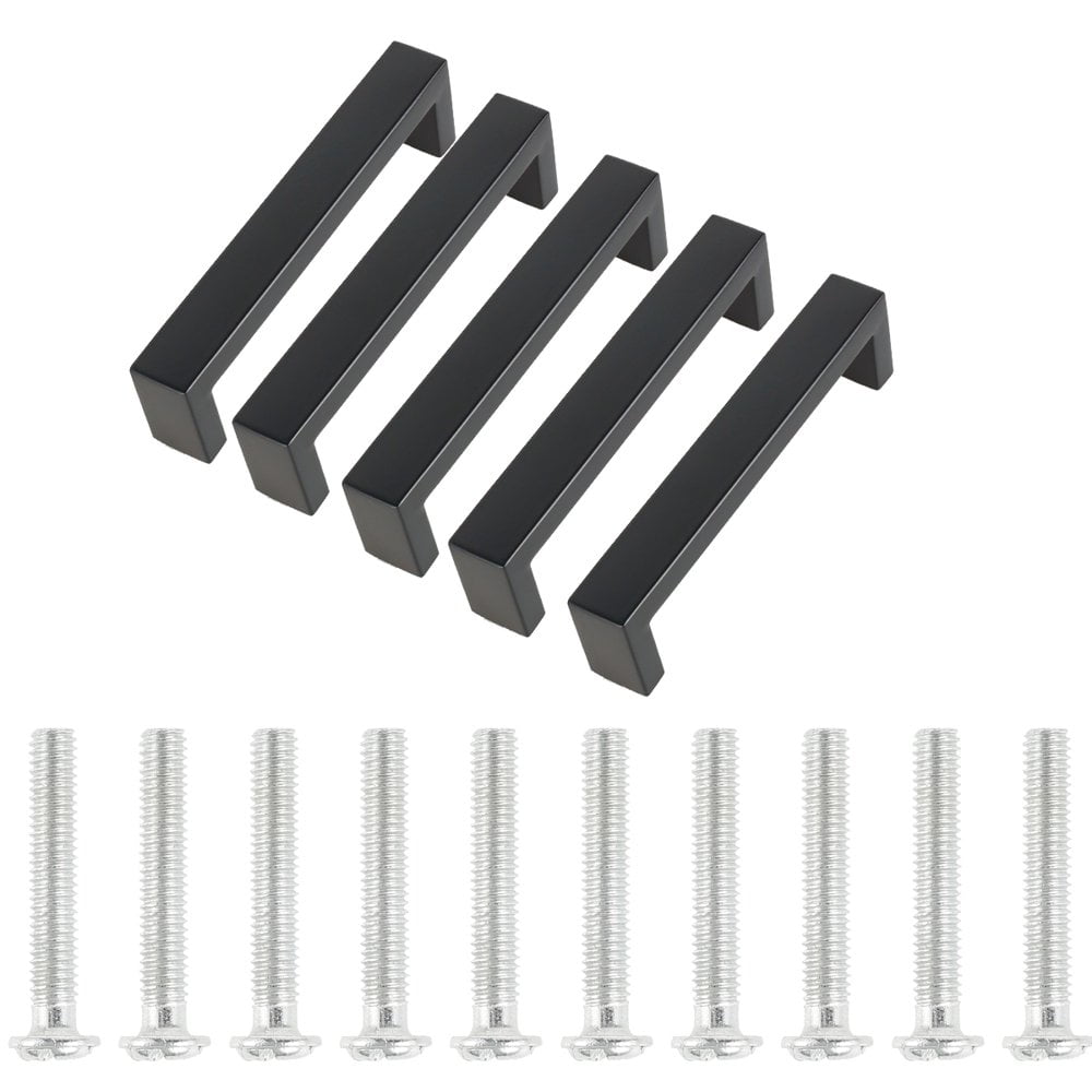 Lindbes 5/10pcs Kitchen Stainless Steel Cabinet Modern Square Handles ...