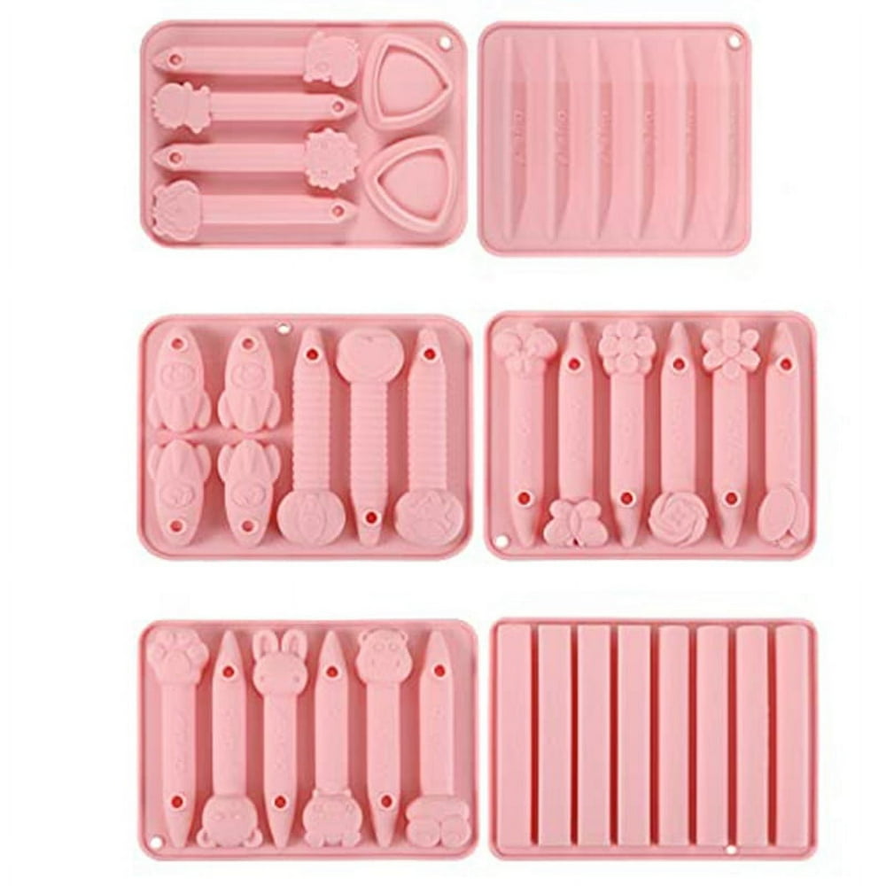 Lindbes 6 Pcs Crayon Molds Oven Safe Crayon Silicone Mold 3D Cavity ...