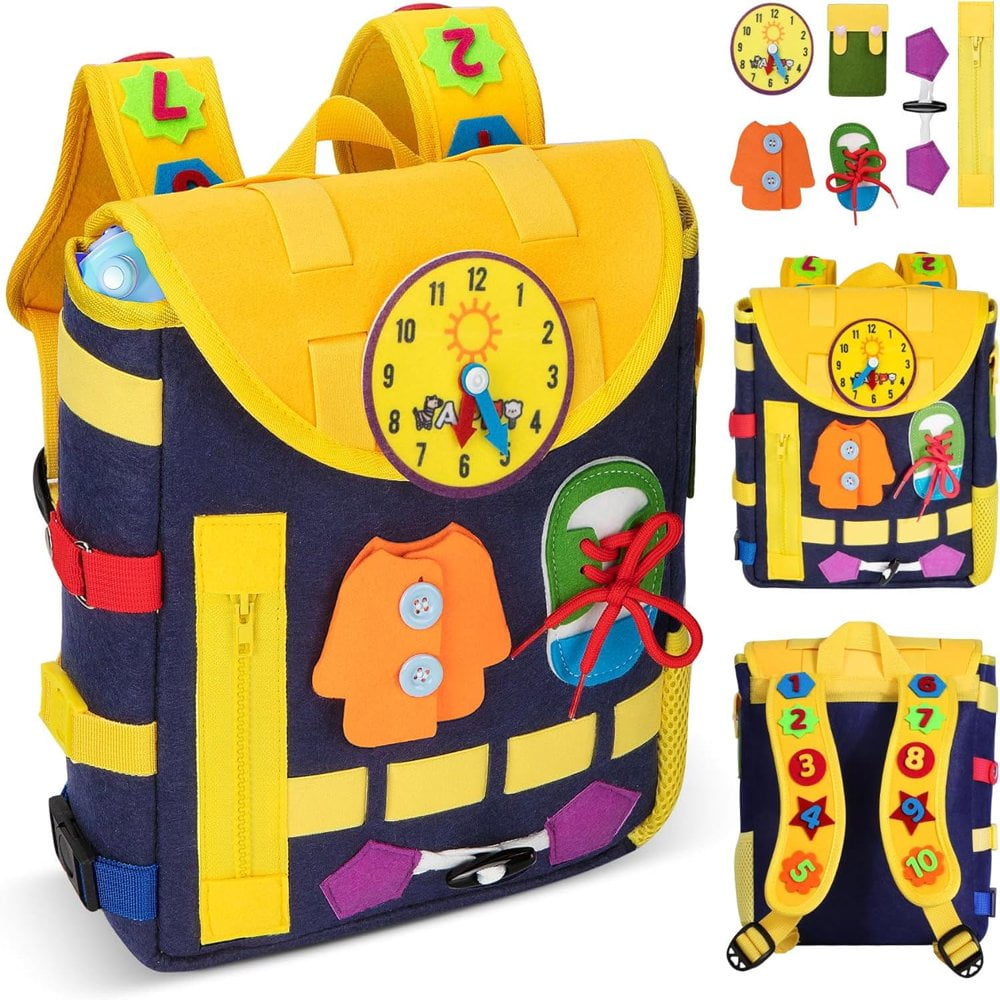Lindbes Busy Board - Toddlers Backpack for 2-7 Year Old - Montessori ...