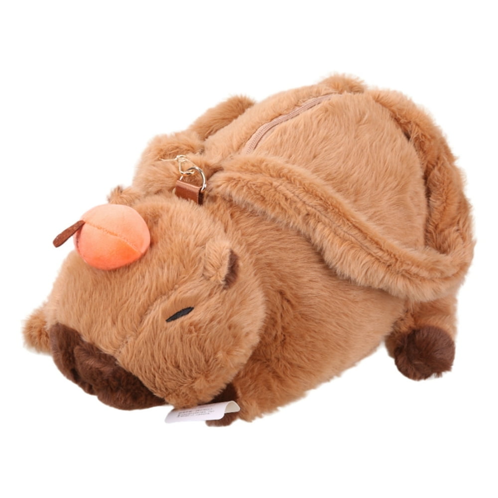 Lindbes Cartoon Plush Capybara Shoulder Bag Portable Hand Carry Bag ...