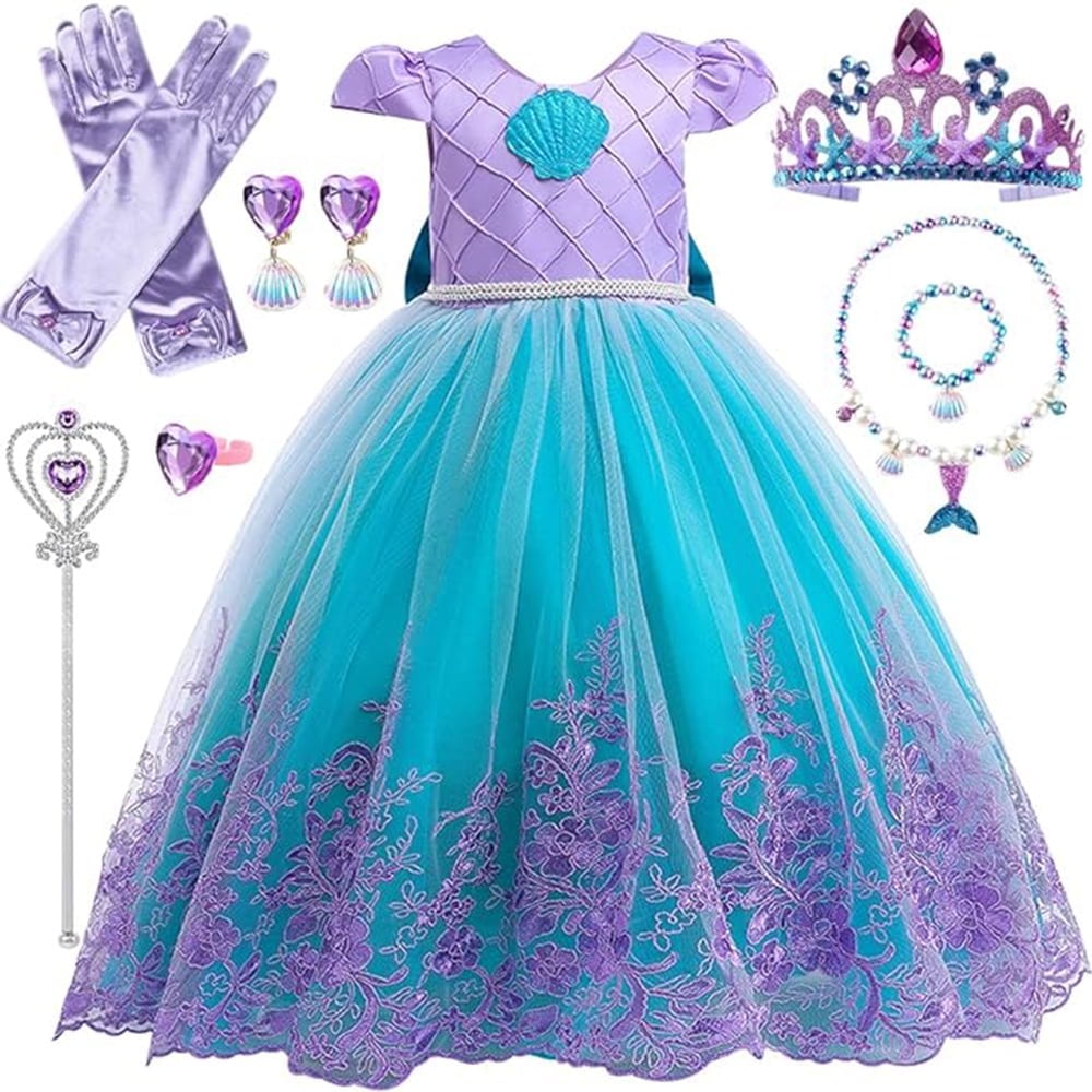Lindbes Girls Mermaid Costume Ariel Costume with Accessories for Girls ...