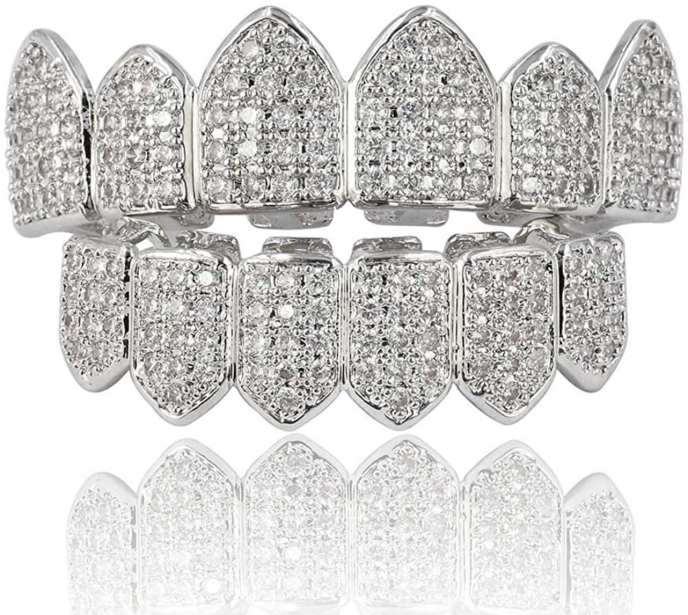 Lindbes Iced Out Diamond Teeth Grillz for Men Women Gold Grills for ...