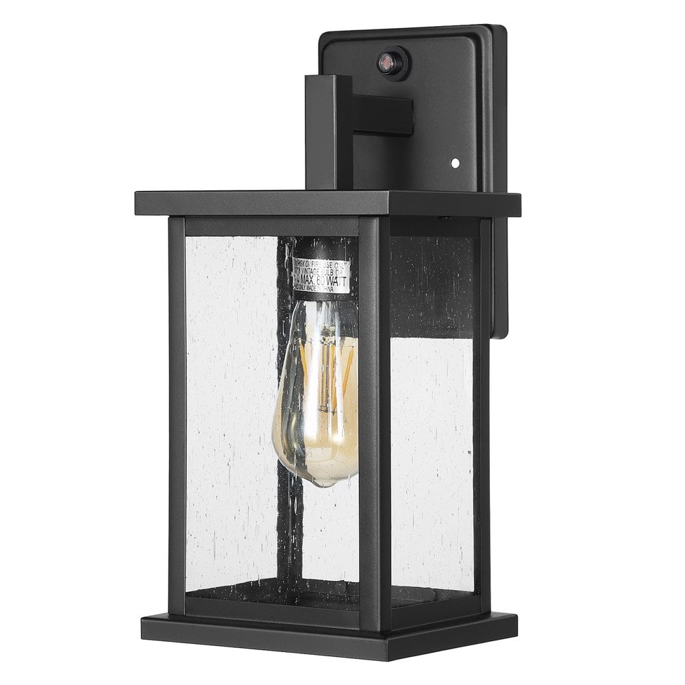 Lindbes Outdoor industrial Wall Light Dusk to Dawn Glass Shade Matte ...