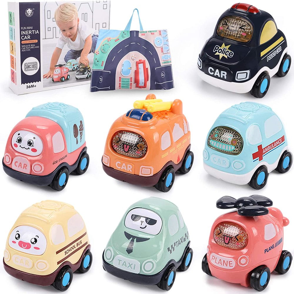 Lindbes Push and Go Friction Powered Cars Construction Vehicles Toy Set ...