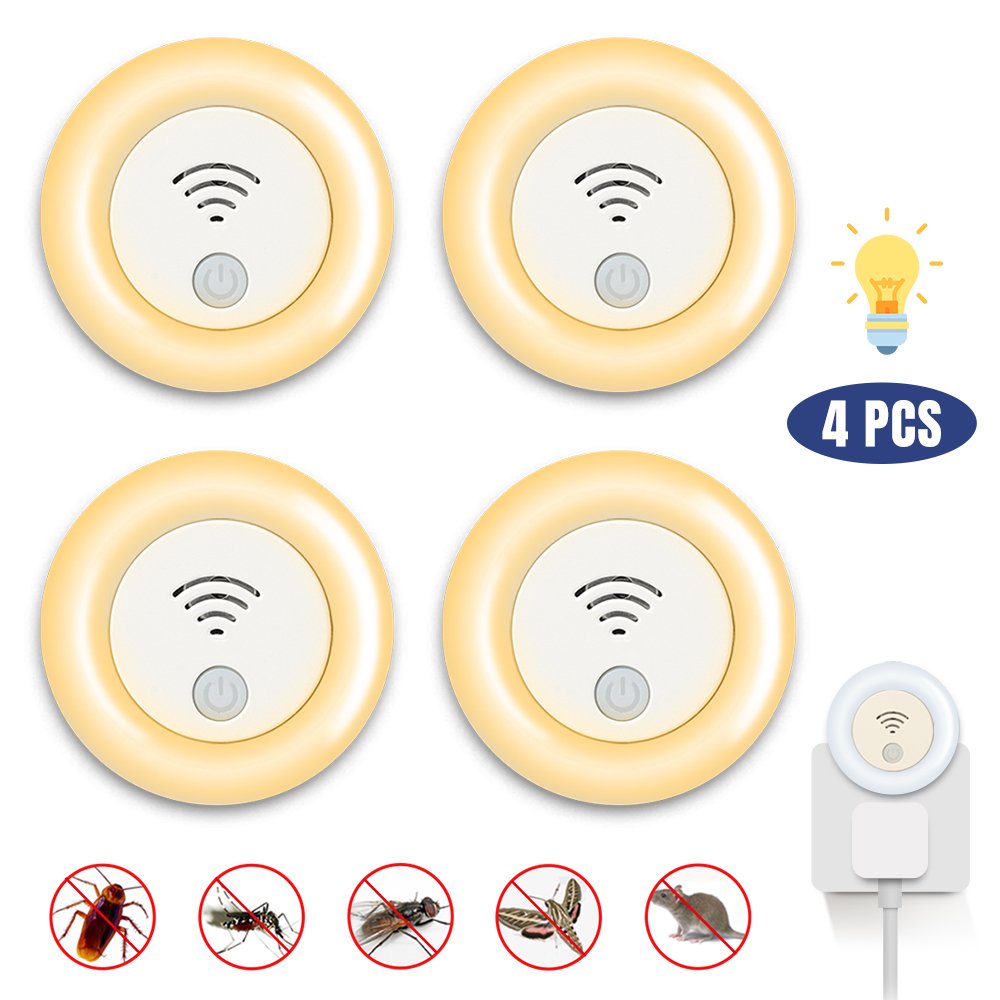 Lindbes Ultrasonic Pest Repeller 6 Packs Plug-in Led Night Light ...