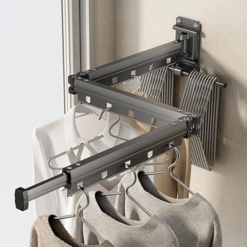 Lindbes Wall Mounted Drying Rack with Suction Cup Collapsible Drying ...