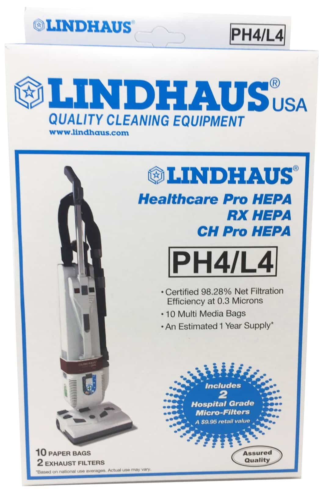 Lindhaus Type PH4/L4 Bags (10 Pack) + 2 Filters - Walmart.com