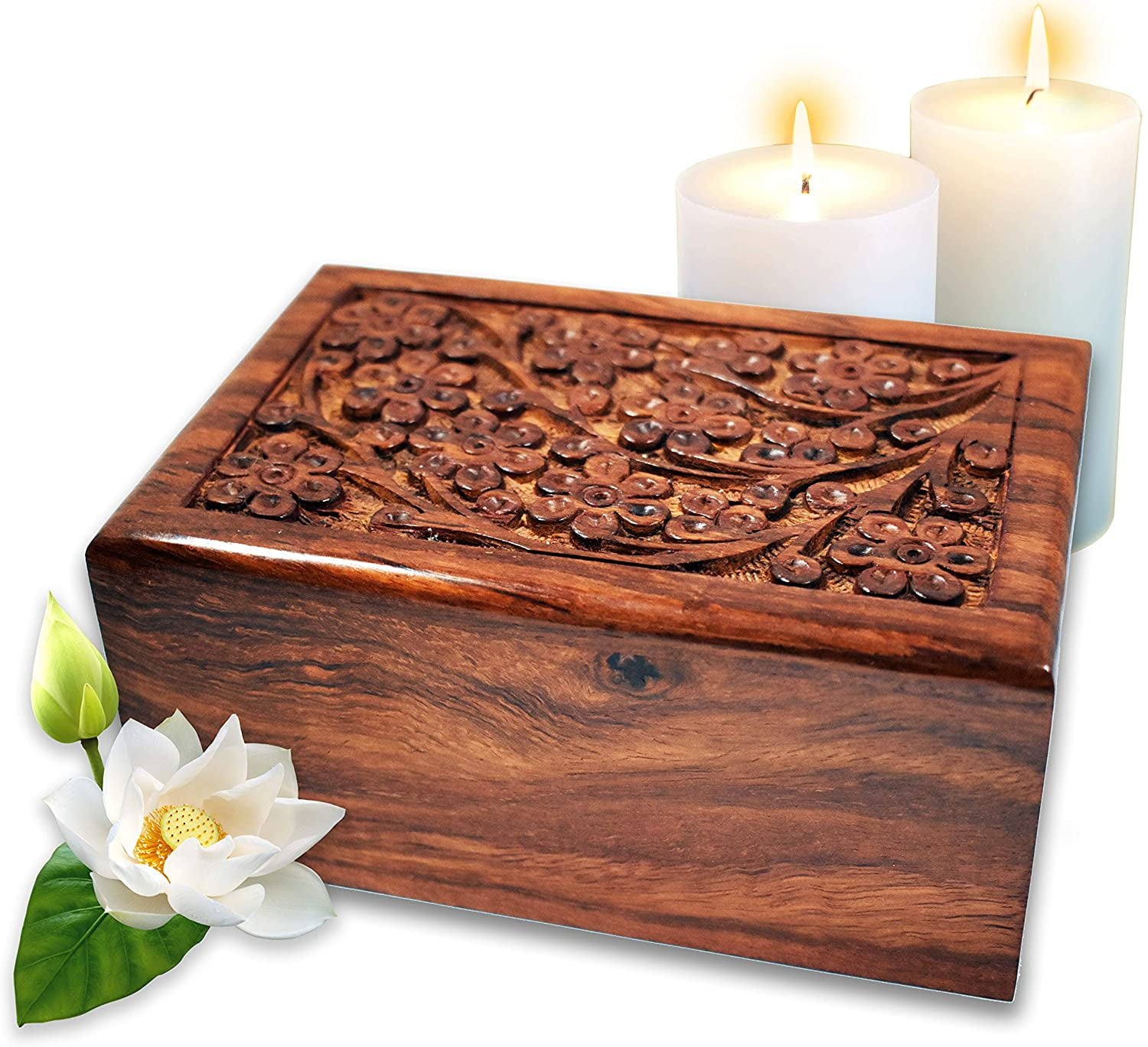 Lindia Artisans Handcrafted Wooden Urn (Large Size) Beautiful Unique ...