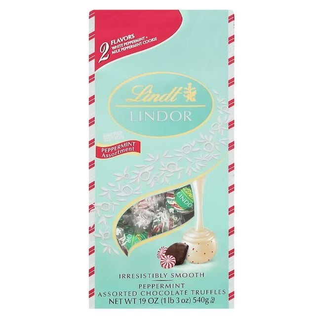 Lindt Lindor Holiday Assorted Peppermint Chocolate Truffles, Christmas ...
