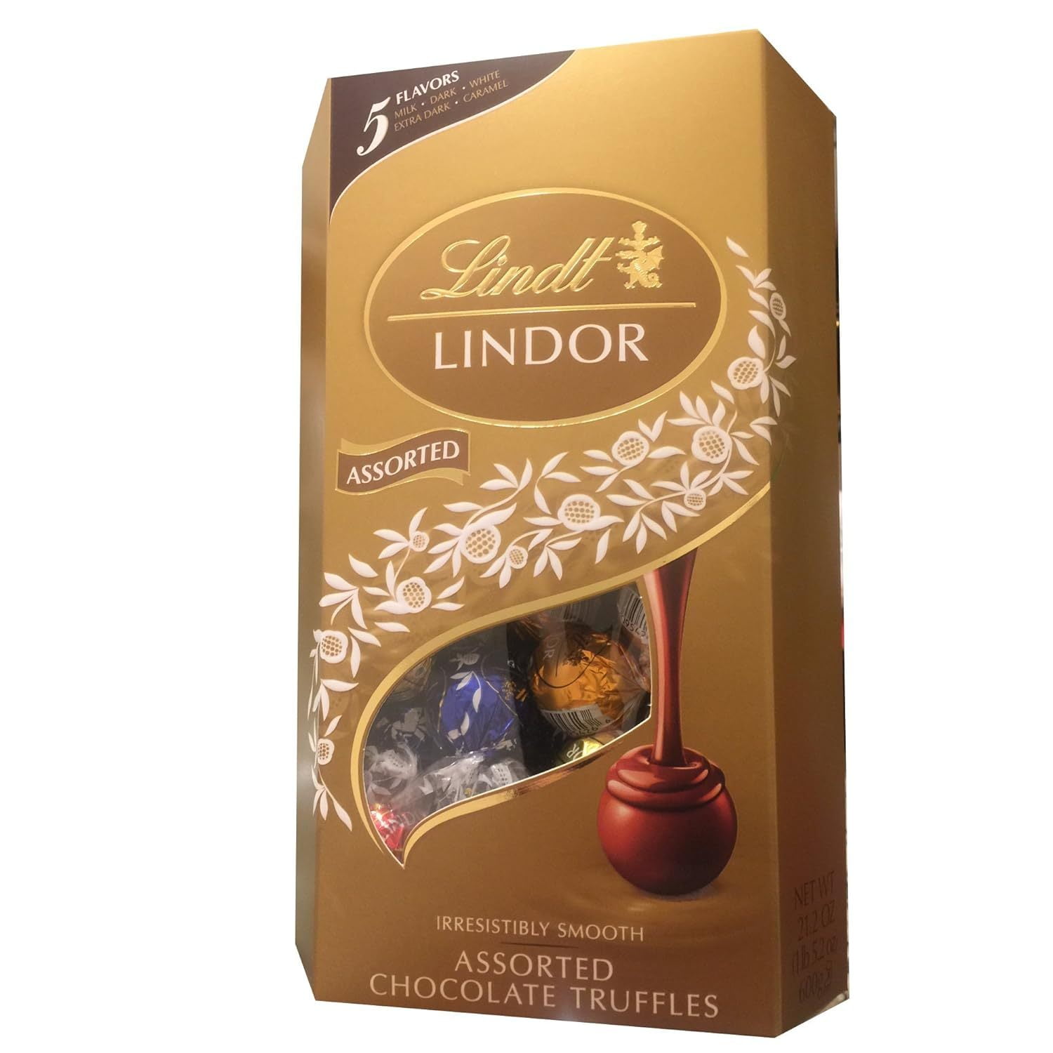 Lindor Lindt Assorted Chocolate Truffles Gift Box, 5 Flavors, 21.2 ...