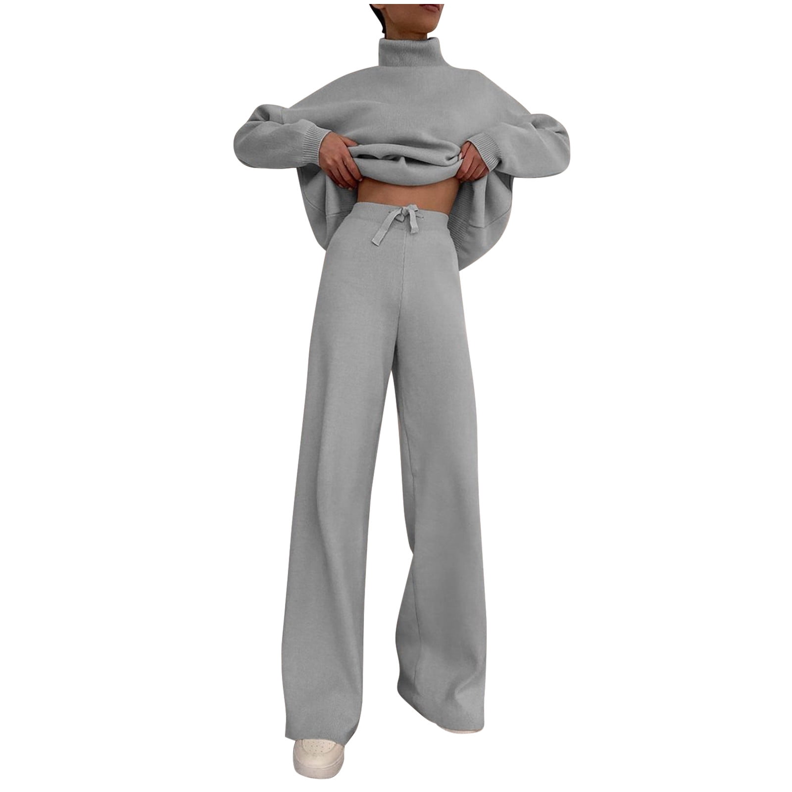 Lindreshi 2 Piece Fall Sets for Women Women Fashion Knitting Lace Fashion Leisure Suit Two-Piece ...