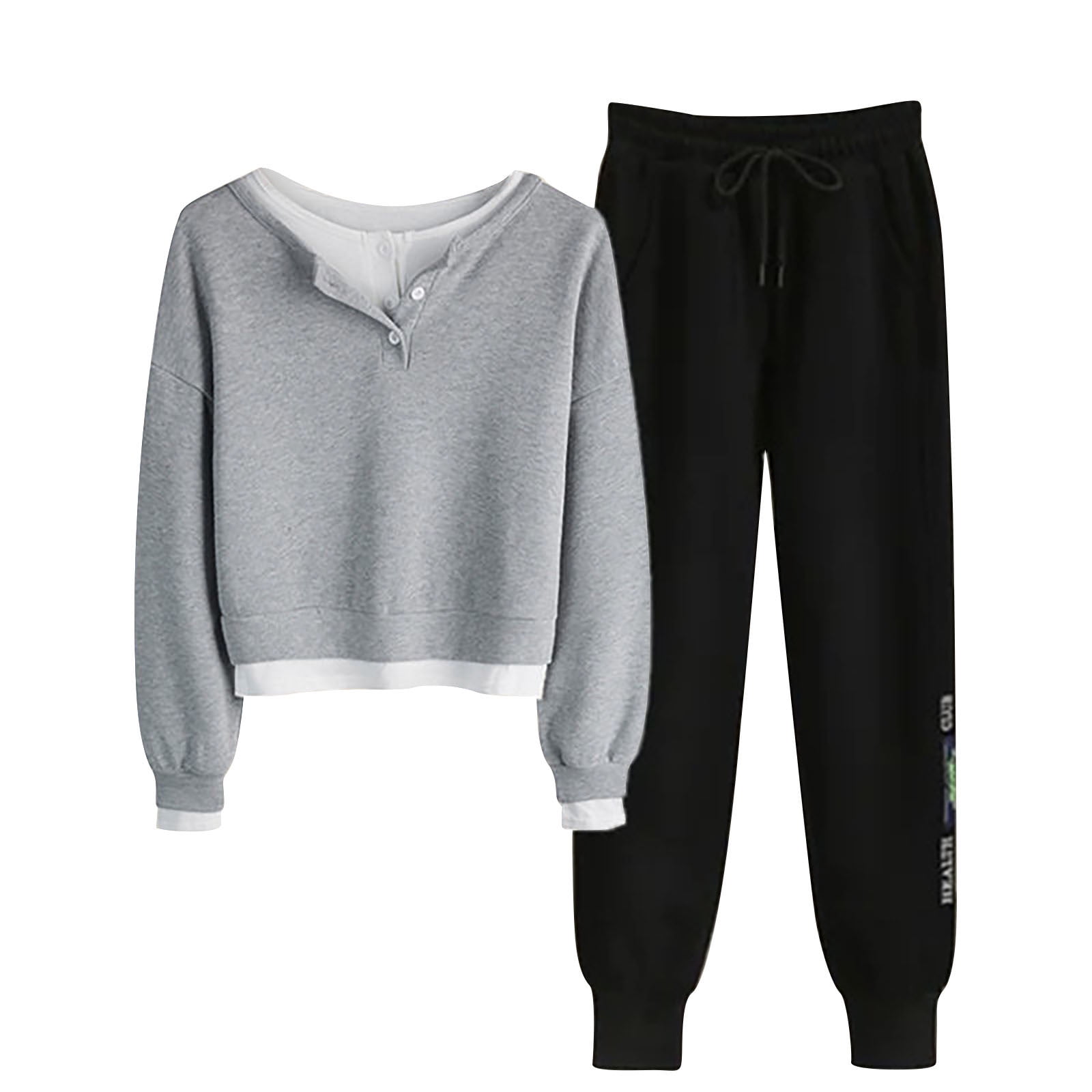 Lindreshi 2 Piece Sweat Suits for Women Women Long Sleeved V-Neck ...