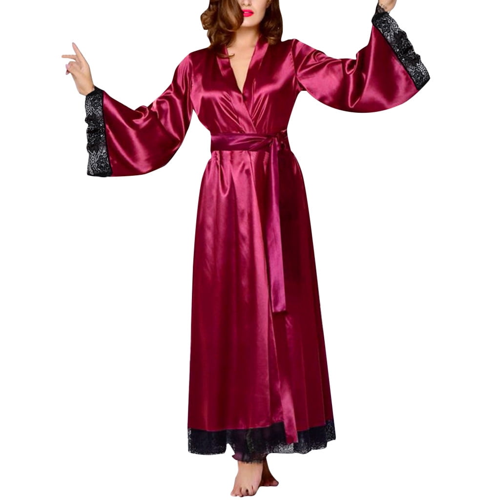 Lindreshi Bath Robes Female Women Sexy Long Silk Dressing Bath Robe ...