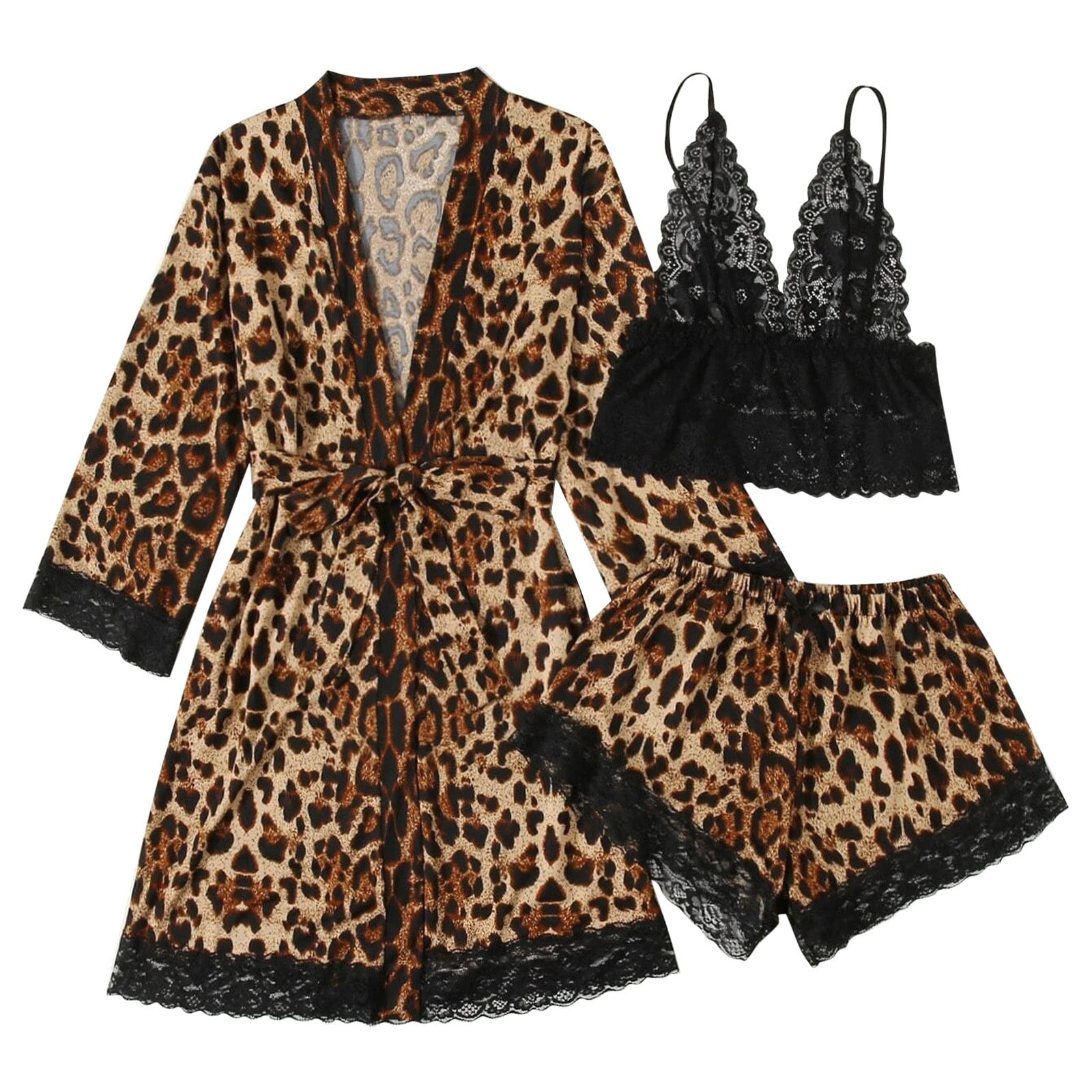 Lindreshi Lingerie Sets for Women 2pc Set Satin Silk Pajamas Women ...
