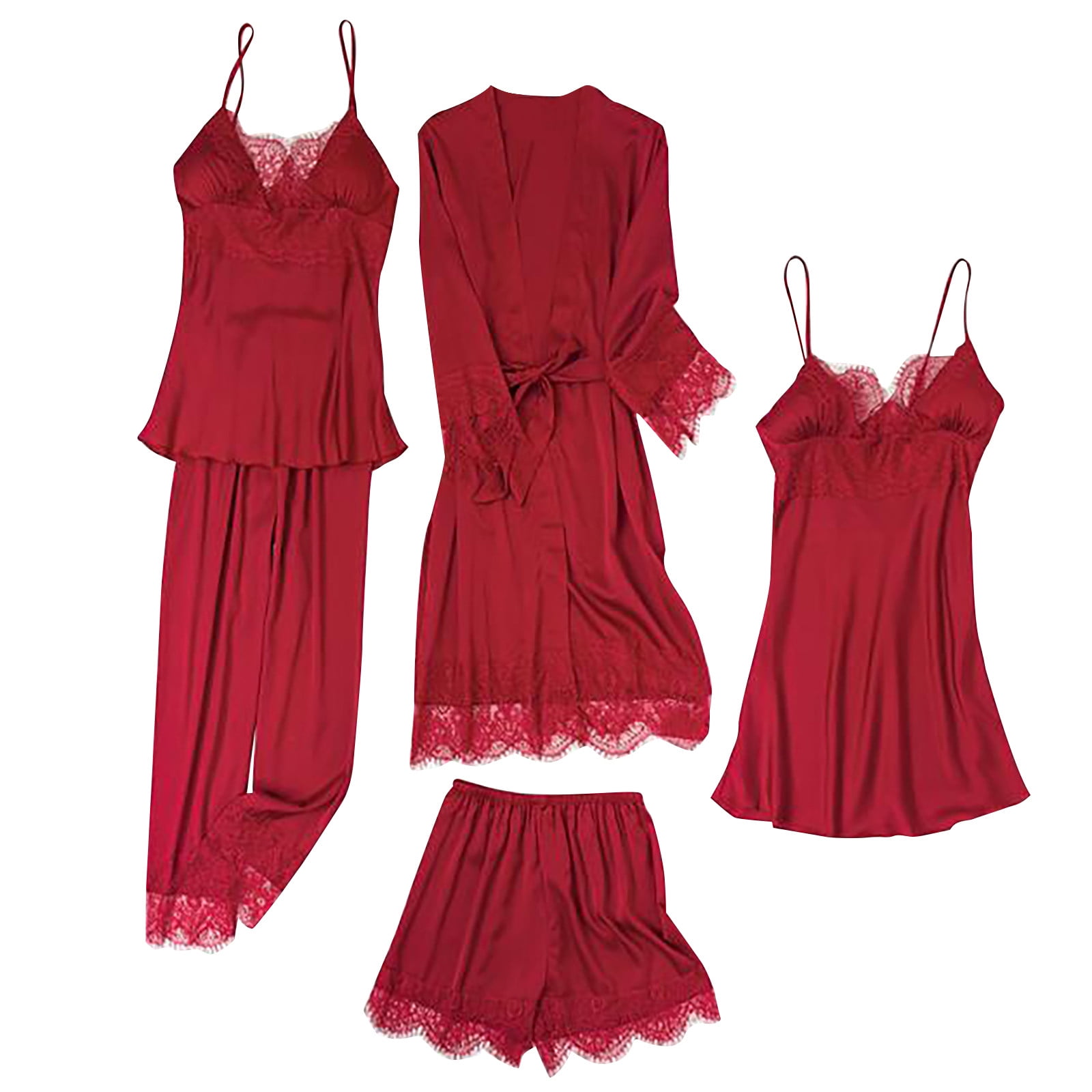 Lindreshi Womens Pajama Sets Shorts Clearance Women's Sleepwear Long ...