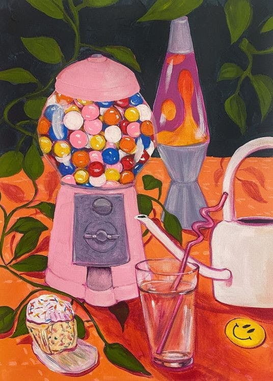 Lindsey Cherek - Still Life With Gumball Machine Print Wall Art, Modern ...
