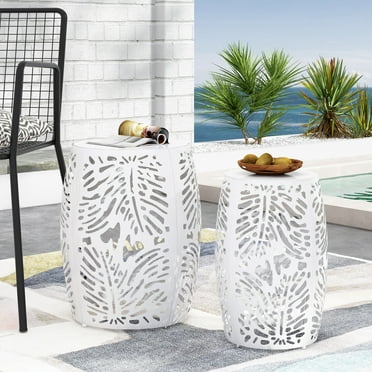 Anthony Outdoor 16 Inch Iron Side Table, Matte Gold - Walmart.com