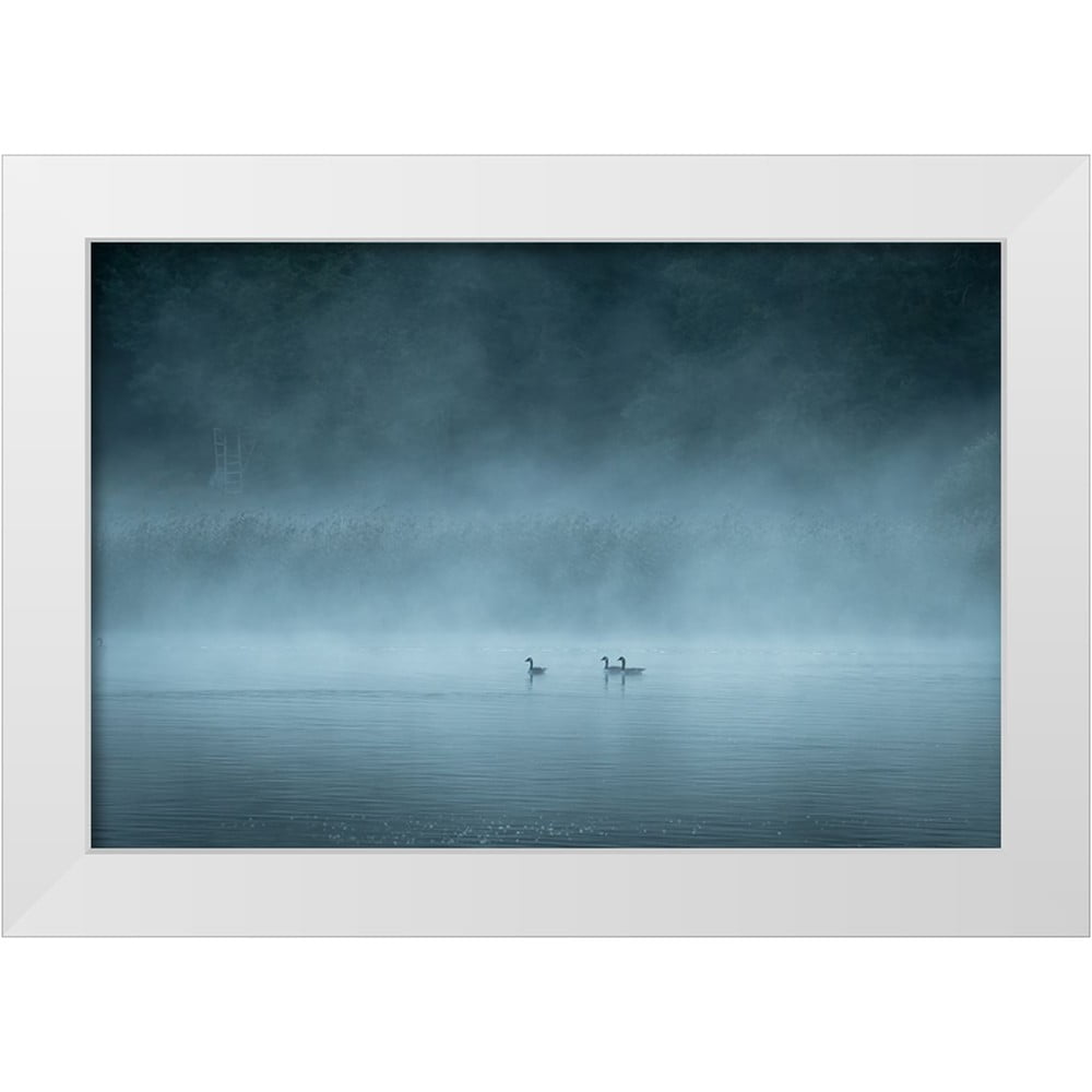 Lindsten, Christian 14x11 White Modern Wood Framed Museum Art Print Titled - Dark And Foggy Lake ...