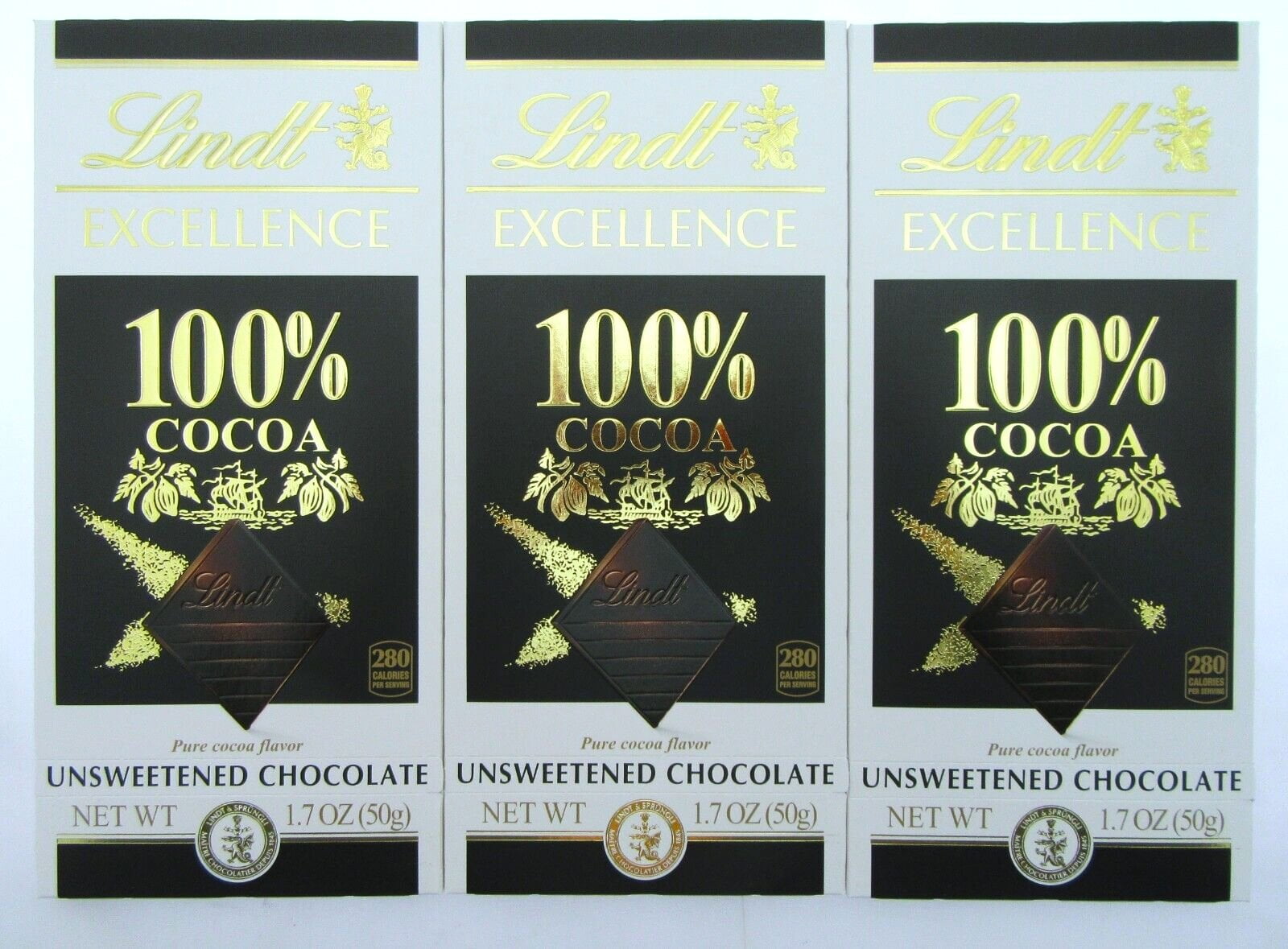 Lindt 100% Cocoa Unsweetened Chocolate 1.7 ounce Lot of 3 - Walmart.com