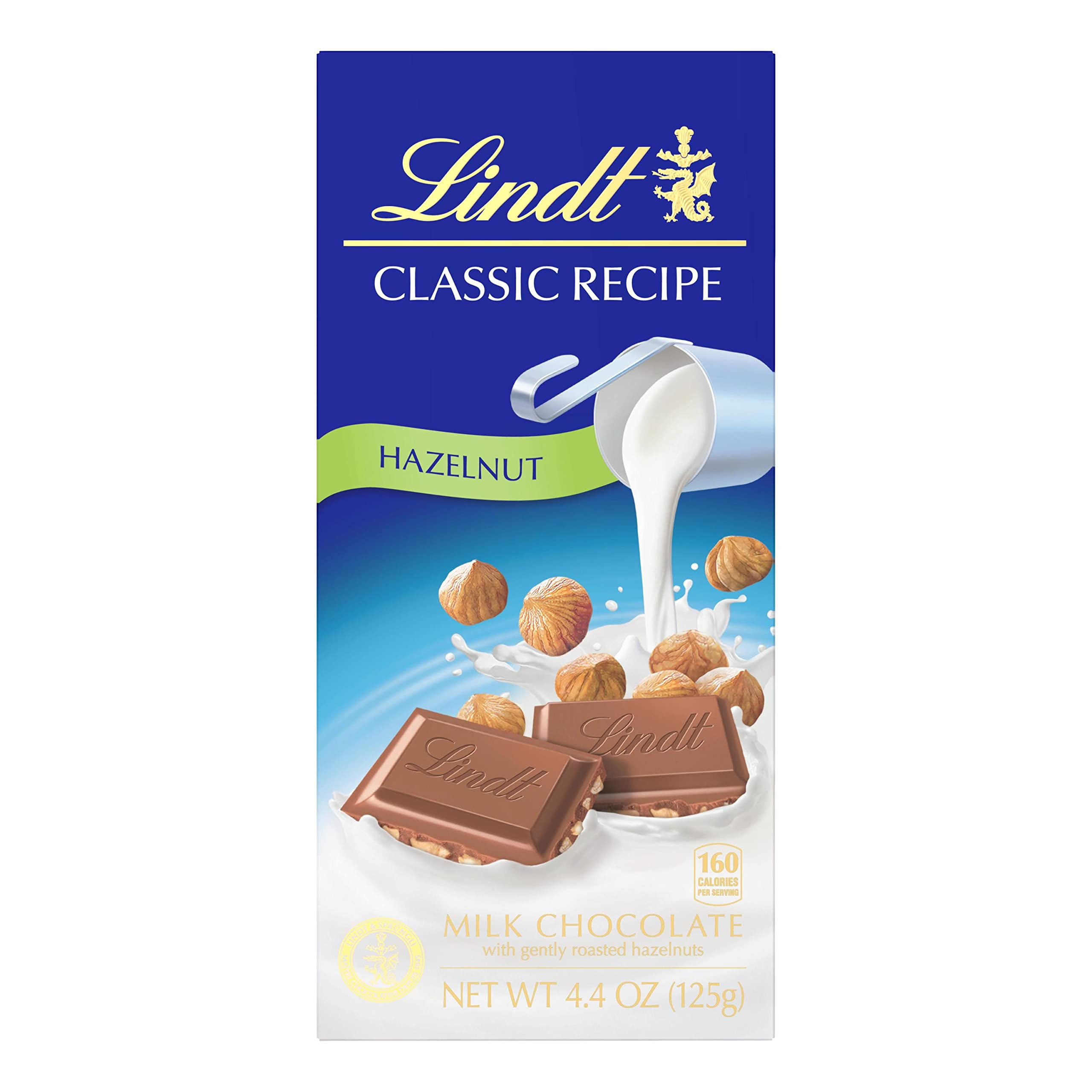 Lindt CLASSIC RECIPE Hazelnut Milk Chocolate Candy Bar, Milk Chocolate ...