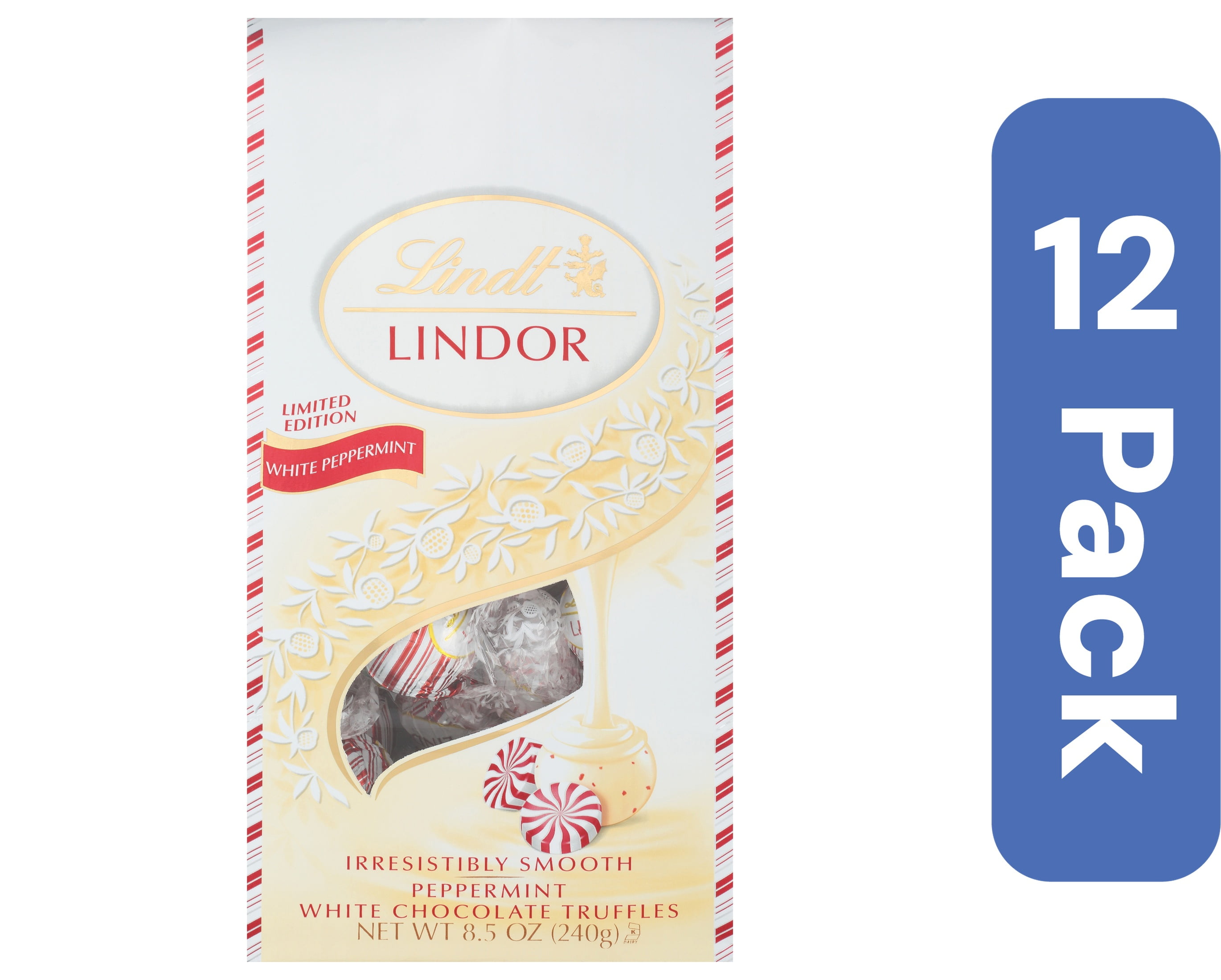 Lindt Chocolate Lindor White Peppermint Bag 8.5 oz (Pack of 12 ...