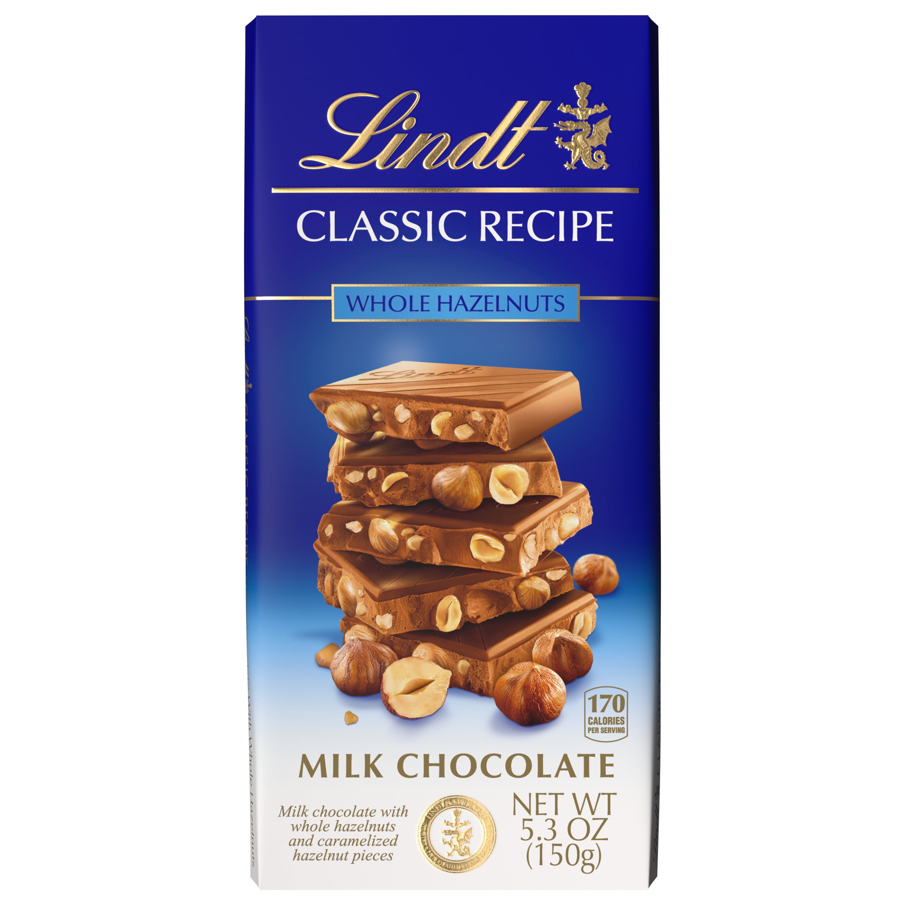 Lindt Classic Recipe, Whole Hazelnut Milk Chocolate Candy Bar, 5.3 oz ...