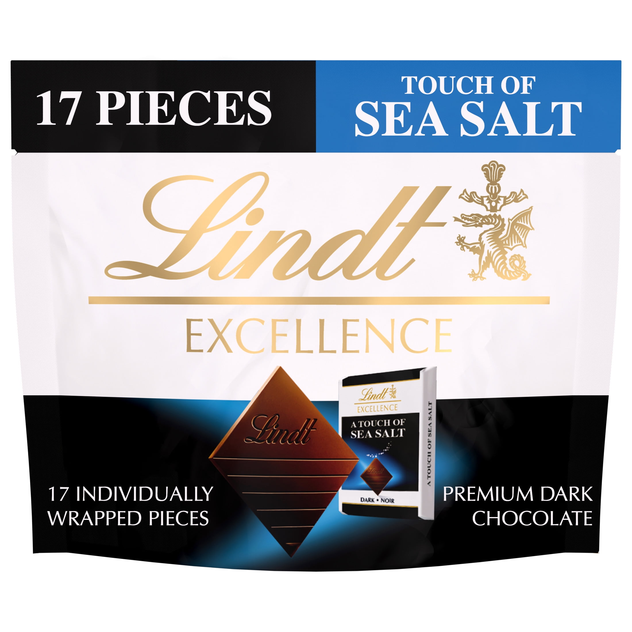 Lindt EXCELLENCE Dark Chocolate with Sea Salt, Bite-Size Pieces, 6.0 oz ...