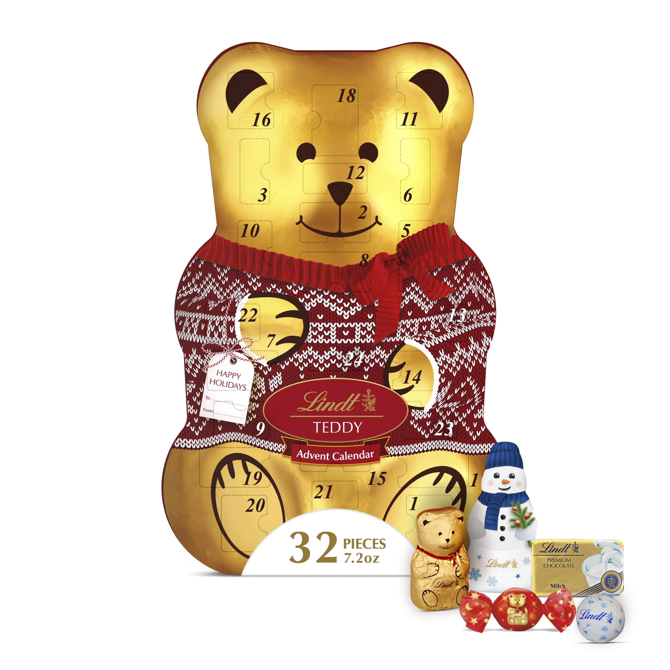 Lindt Teddy Christmas Advent Calendar Assorted Chocolate Candy Box, 7.2 ...
