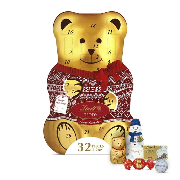 Lindt Teddy Christmas Advent Calendar Assorted Chocolate Candy Box, 7.2 ...
