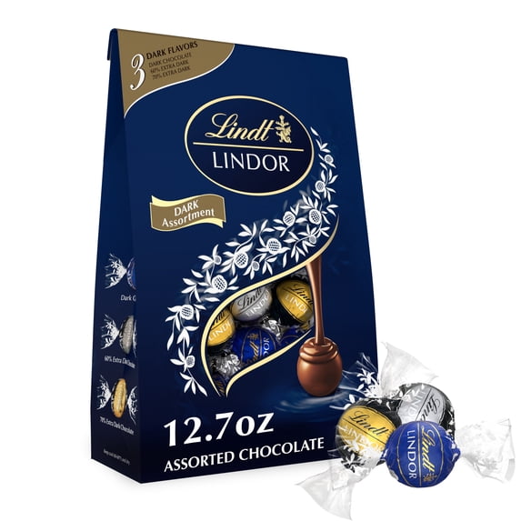 Lindt LINDOR Assorted Dark Chocolate Candy Truffles, 12.7 oz. Bag ...
