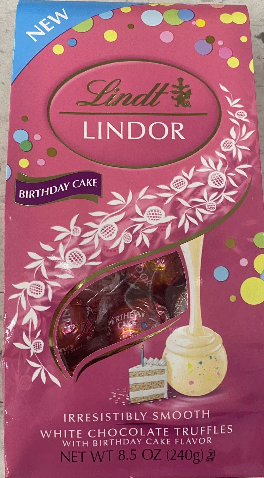 Lindt LINDOR BIRTHDAY CAKE White Chocolate Truffles 8.5 oz Bag ...