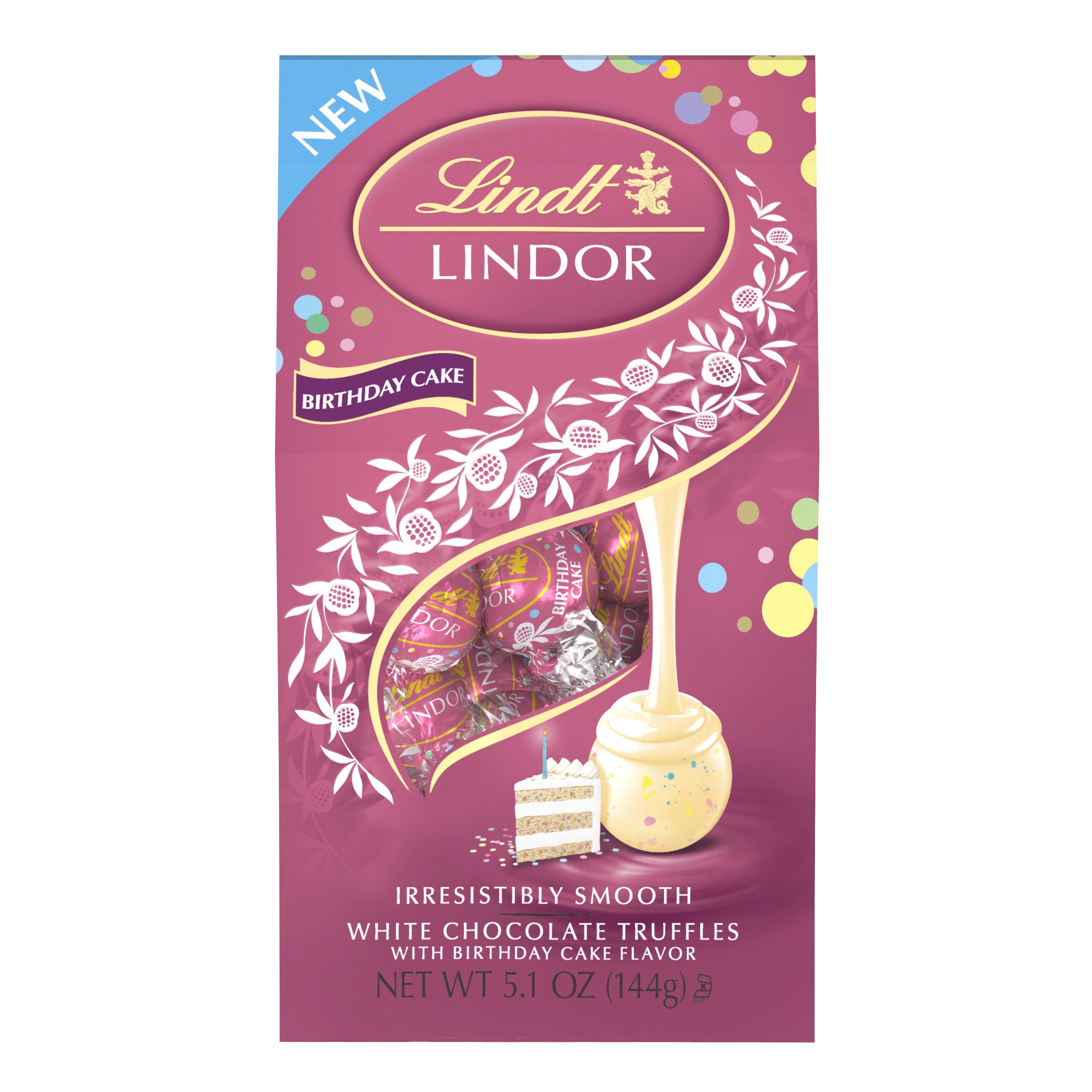 Lindt LINDOR Birthday Cake White Chocolate Candy Truffles, 5.1 oz. Bag ...