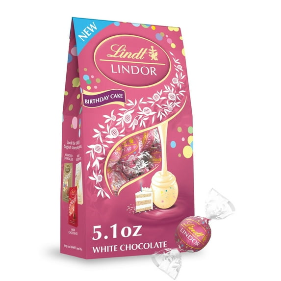 Lindt LINDOR Birthday Cake White Chocolate Candy Truffles, 5.1 oz. Bag ...