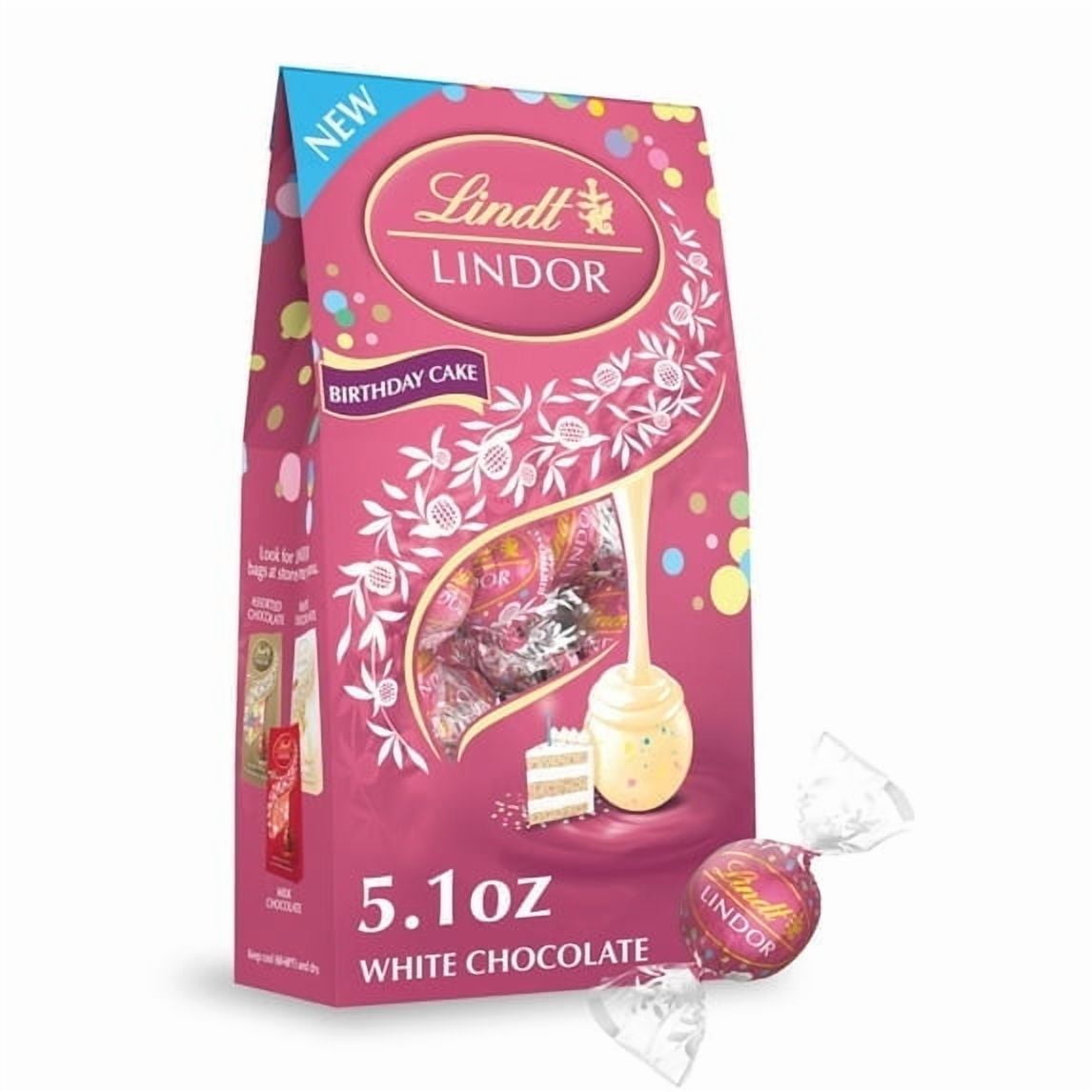 Lindt LINDOR Birthday Cake White Chocolate Candy Truffles, 5.1 oz. Bag ...