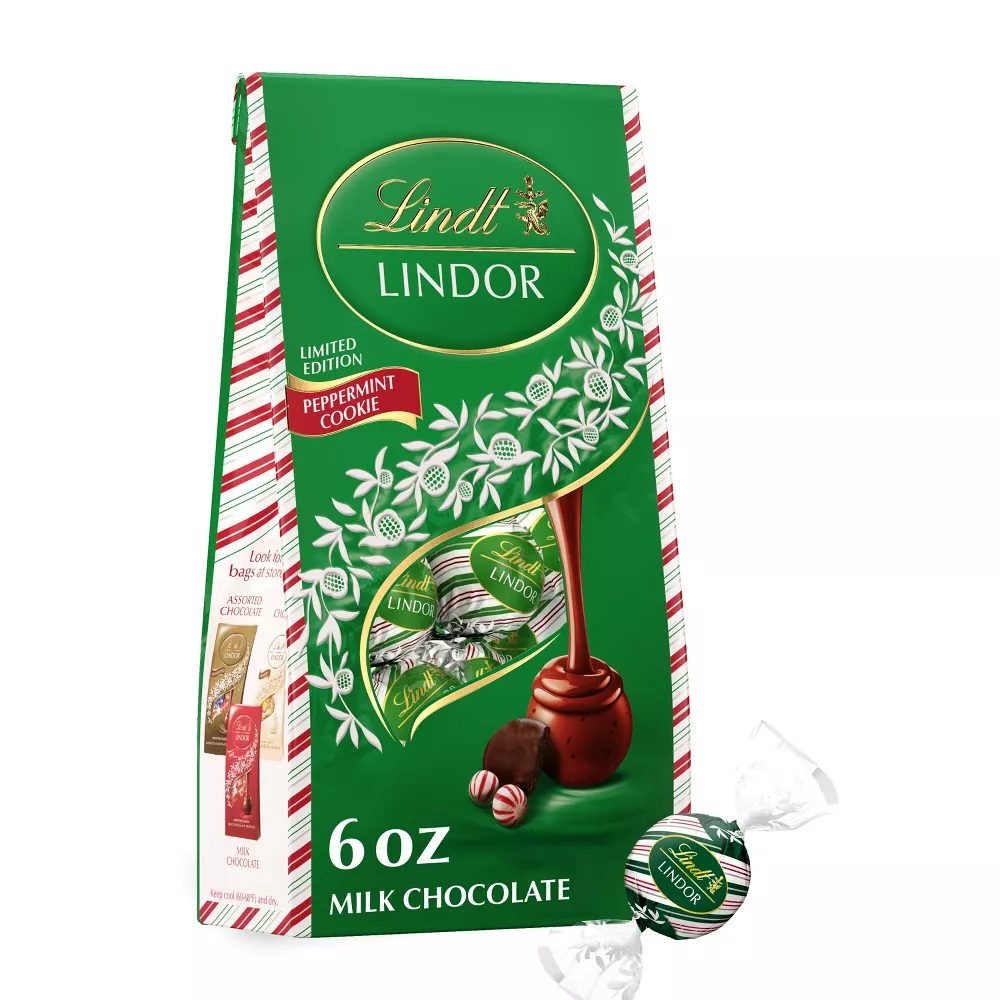Lindt LINDOR Peppermint Cookie Milk Chocolate Truffles, Limited Edition ...