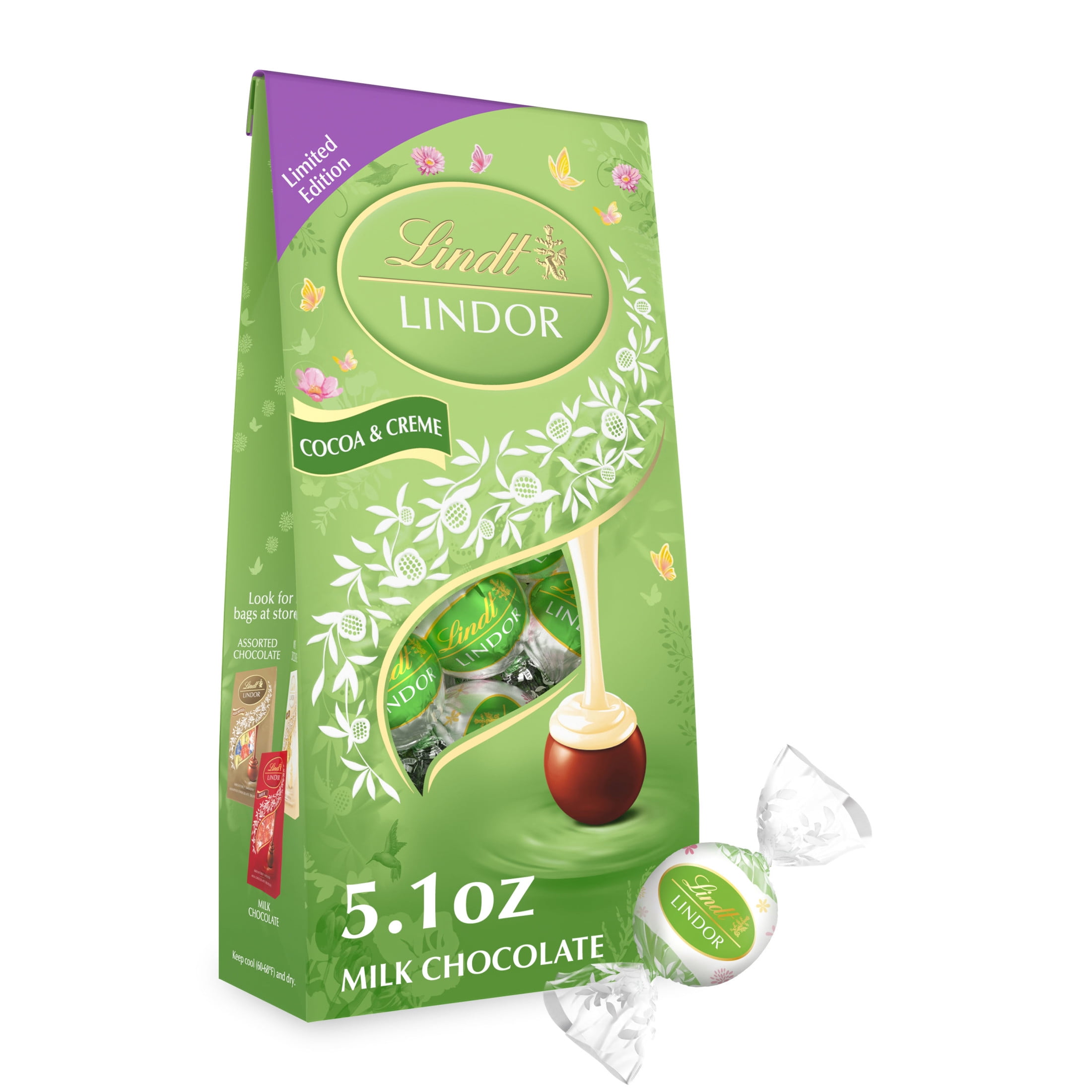 Lindt LINDOR Cocoa and Creme Milk Chocolate Candy Truffles, 5.1 oz. Bag ...