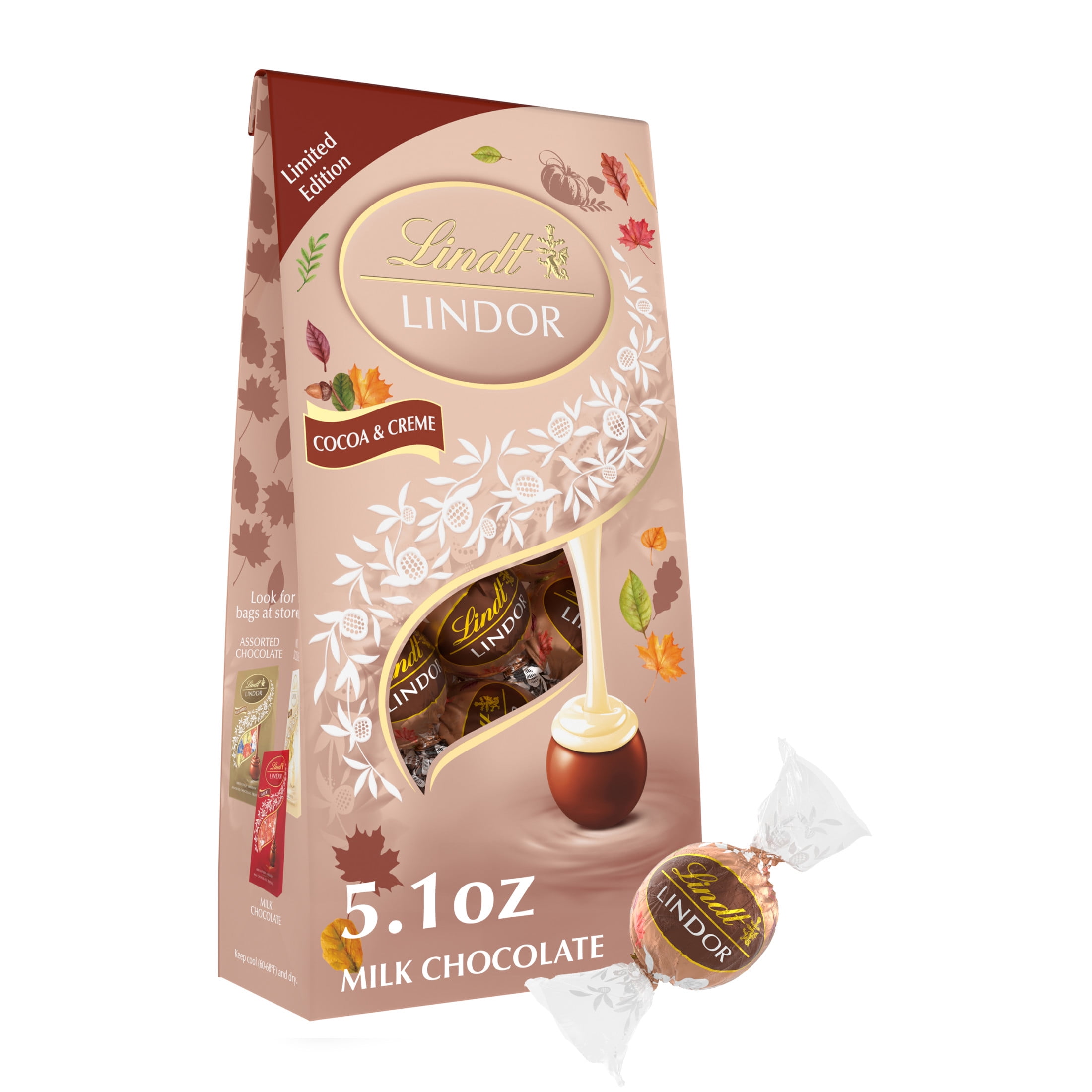 Lindt LINDOR Fall Cocoa & Creme Milk Chocolate Candy Truffles, 5.1 oz ...