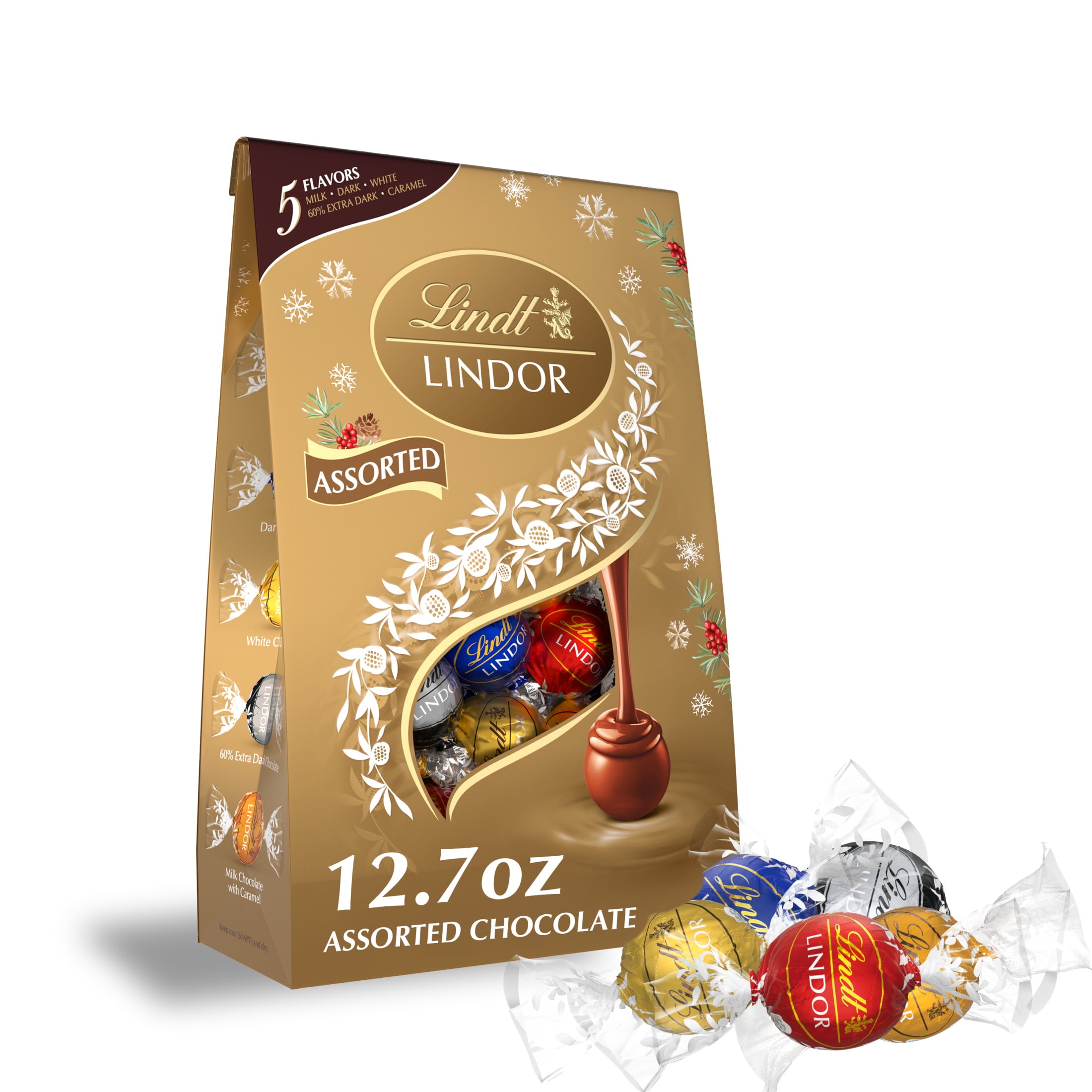 Lindt LINDOR Assorted Chocolate Christmas Candy Truffles, 12.7 oz. Bag ...