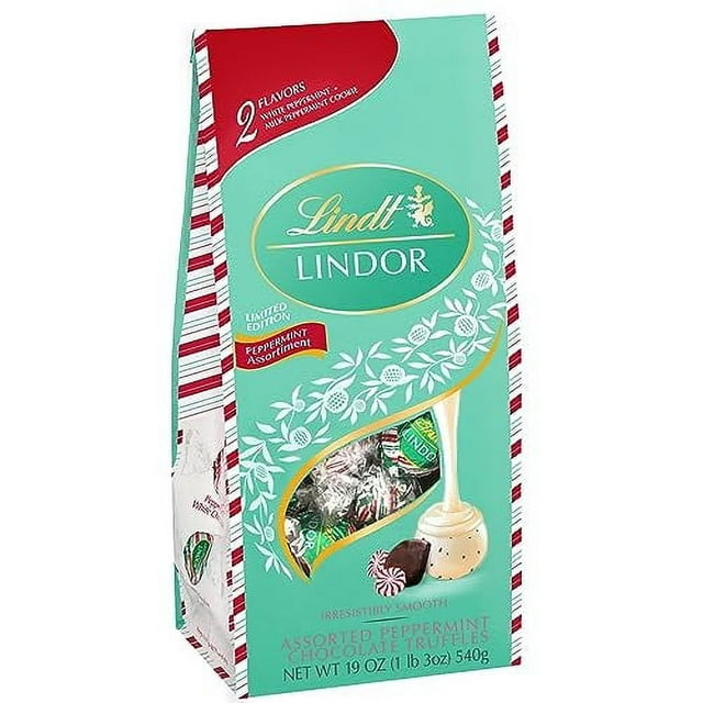 Lindt LINDOR Holiday Assorted Peppermint Chocolate Candy Truffles, 19 ...