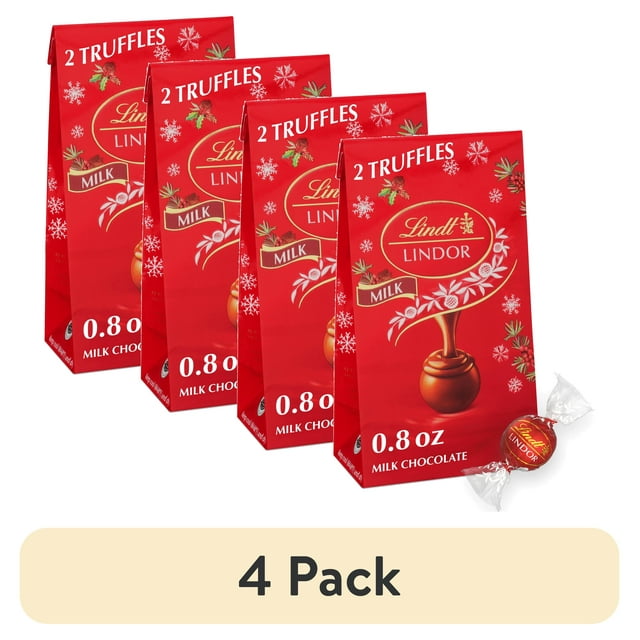(4 pack) Lindt LINDOR Milk Chocolate Christmas Candy Truffles, 0.8 oz ...