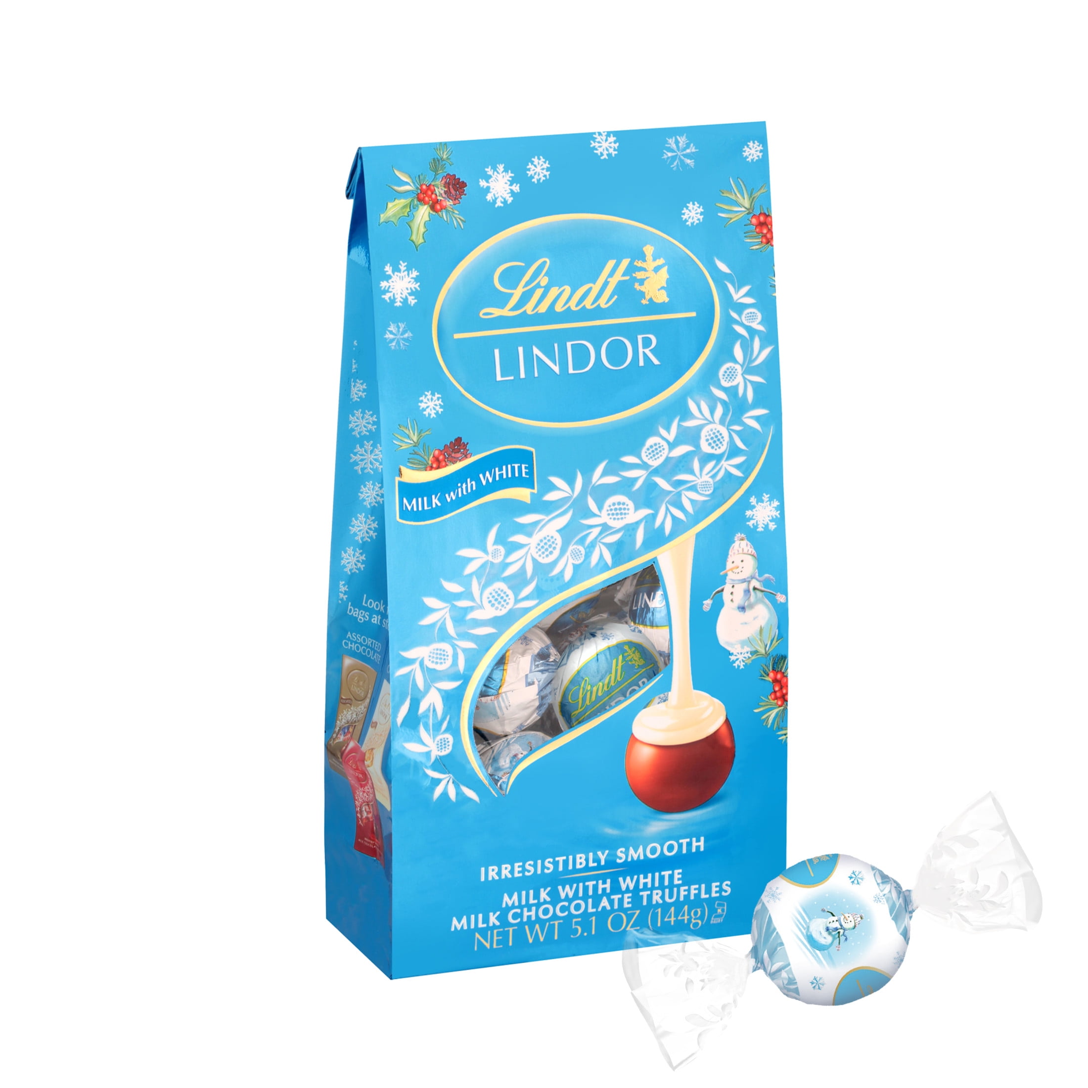 Lindt LINDOR Snowman Milk with White Milk Chocolate Christmas Candy ...
