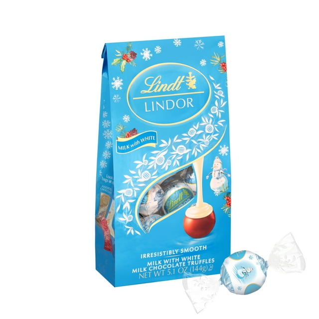 Lindt LINDOR Snowman Milk with White Milk Chocolate Christmas Candy ...