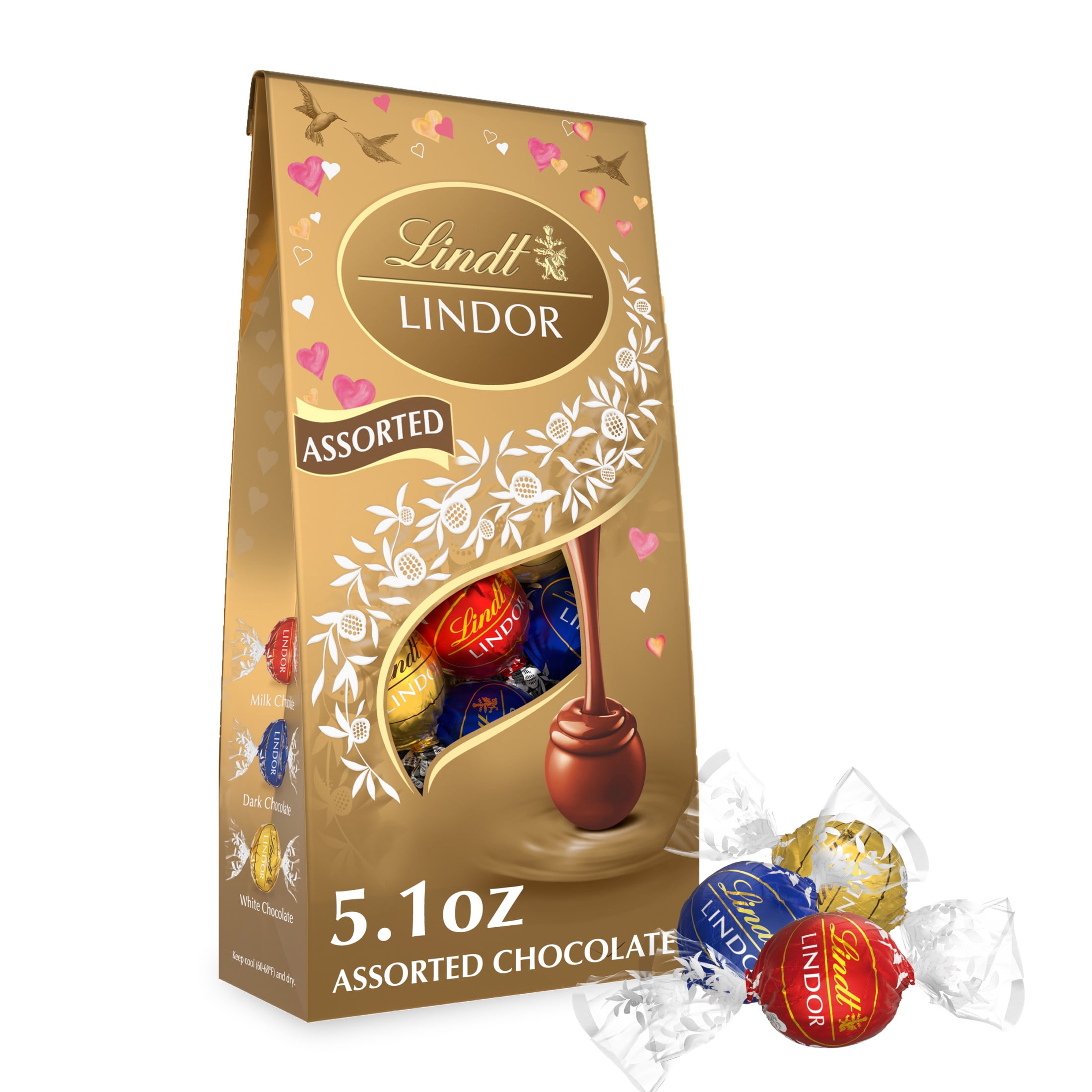Lindt LINDOR Valentine's Day Assorted Chocolate Candy Truffles, 5.1 oz ...