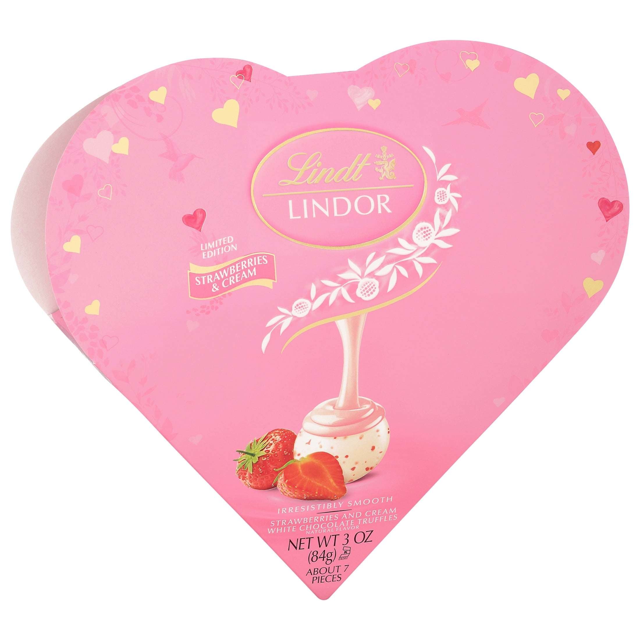Lindt LINDOR Valentine's Day Strawberries and Cream White Chocolate ...