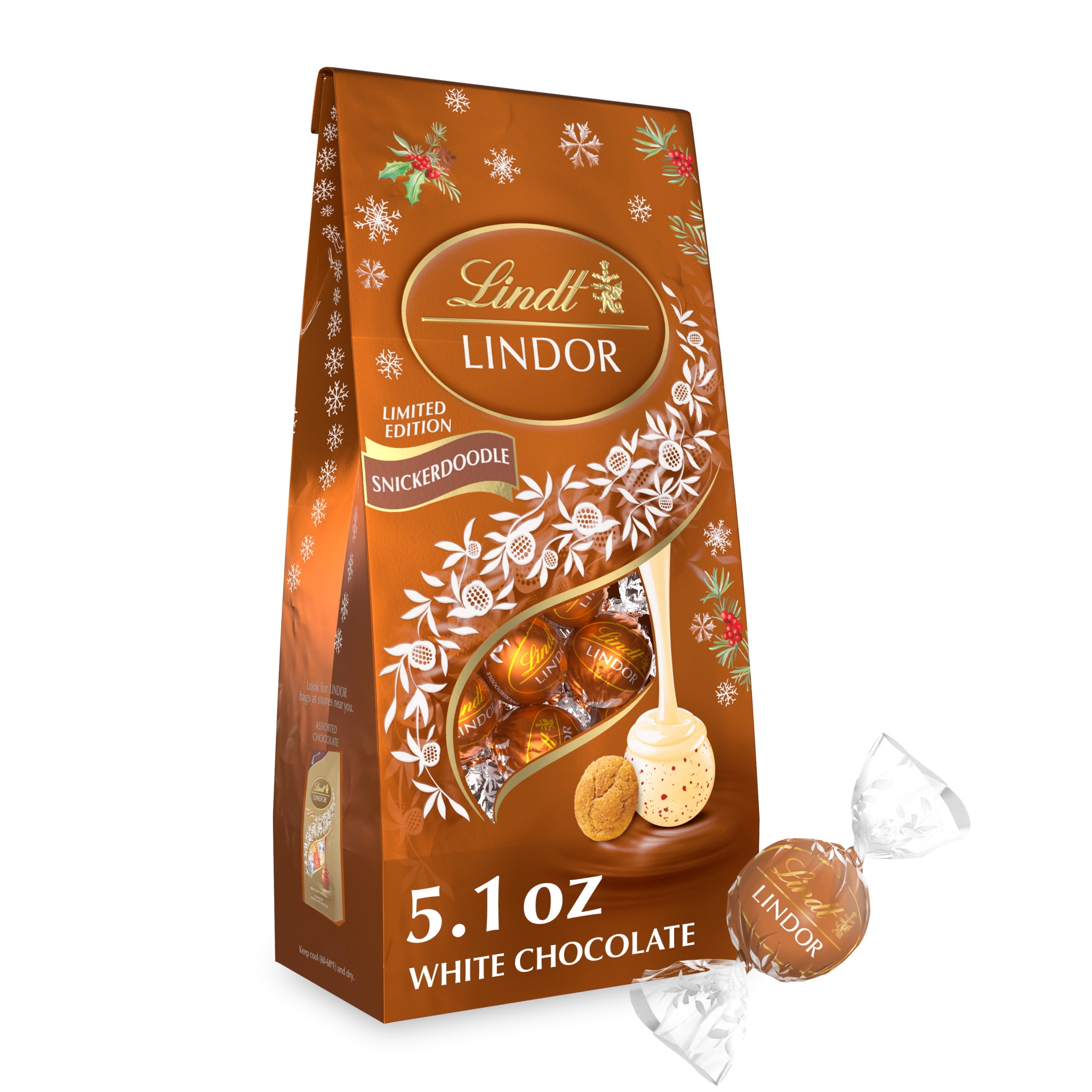 Lindt LINDOR Snickerdoodle White Chocolate Christmas Candy Truffles, 5. ...